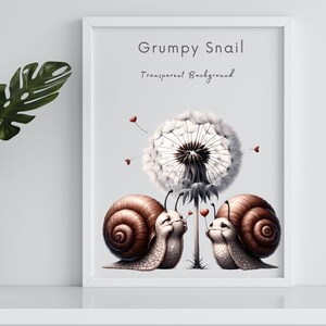 Grumpy Snail Clipart, Watercolor Snail Clipart, Snail Clipart, Little ...