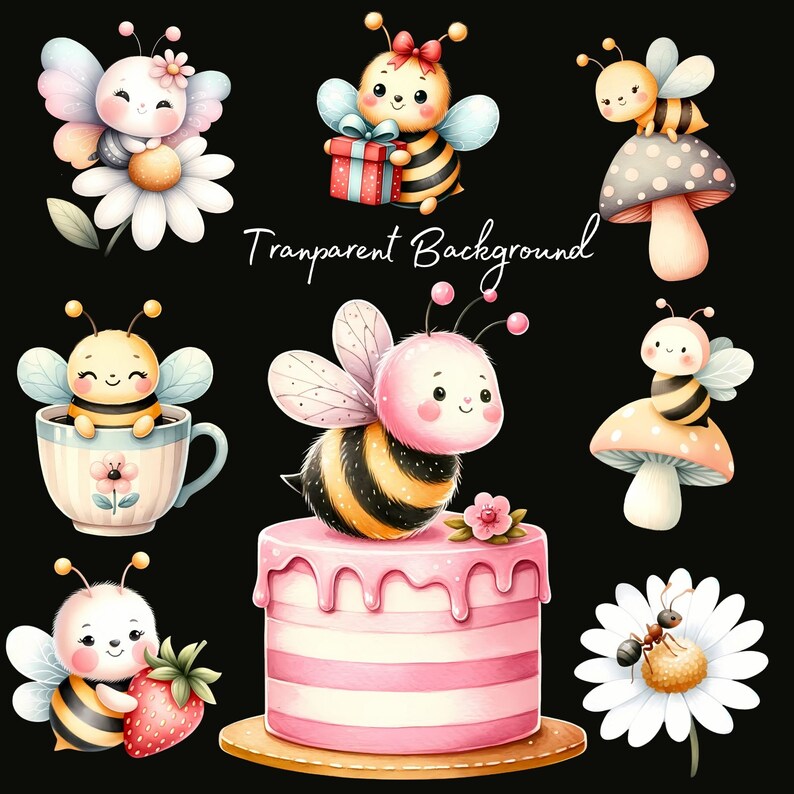 Watercolor Bees Clipart Png, Love Bee Clipart, Cute Bee Png, Valentine ...