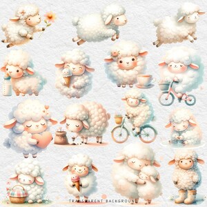 Cute Sheep Clipart, Watercolor Lamb PNG, Nursery Art (digital Download ...