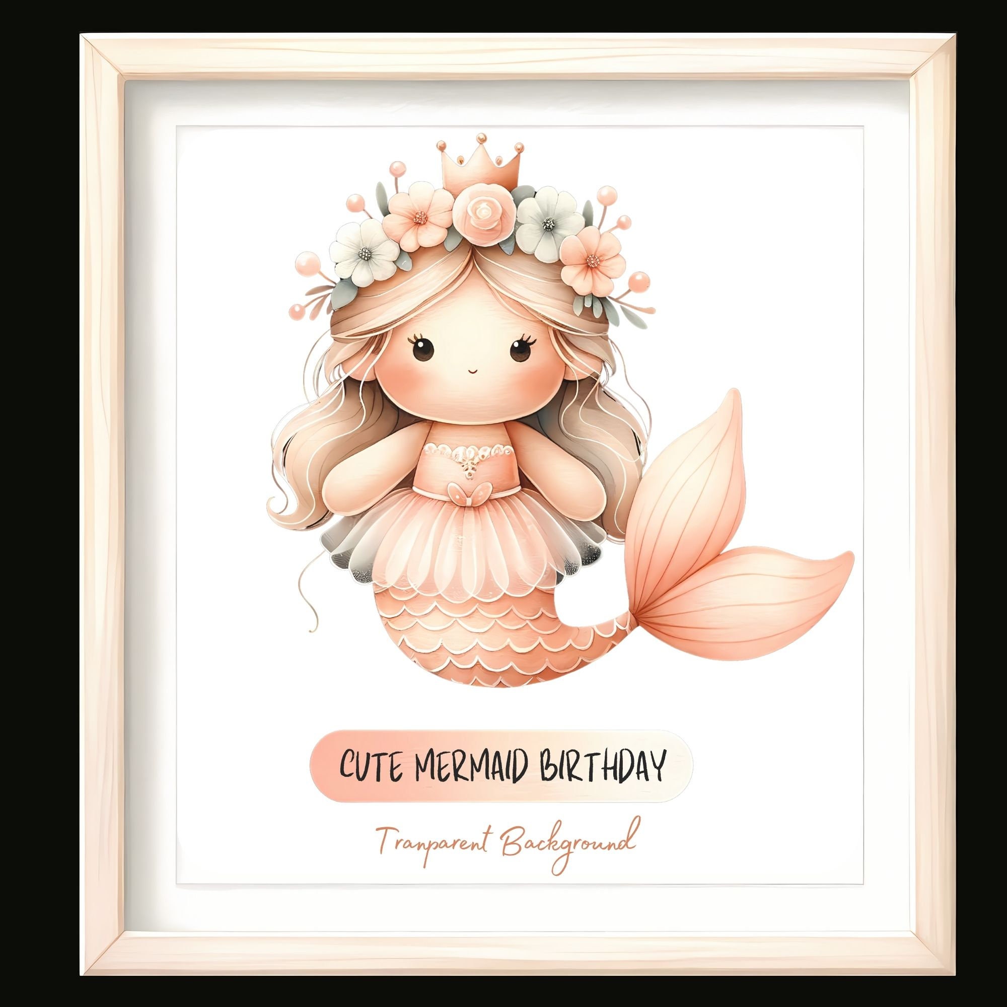 Orange Mermaid Clipart, Cute Mermaid, Birthday Mermaid Clipart, Baby ...