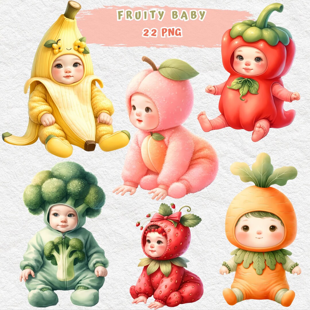 Baby Girl PNG, Strawberry Baby Clipart, Nursery Decoration, Baby Shower ...