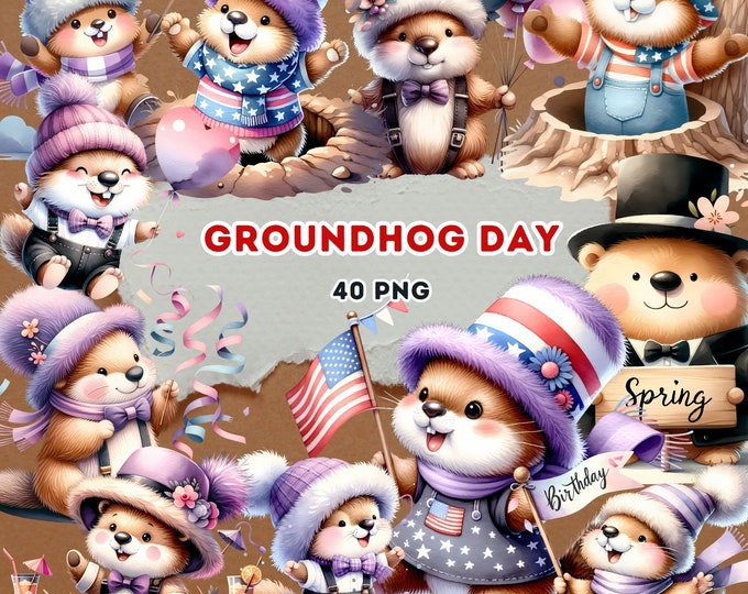 Groundhog Clipart | Clipart Bundle | 10 High-quality Designs | Wall Art ...