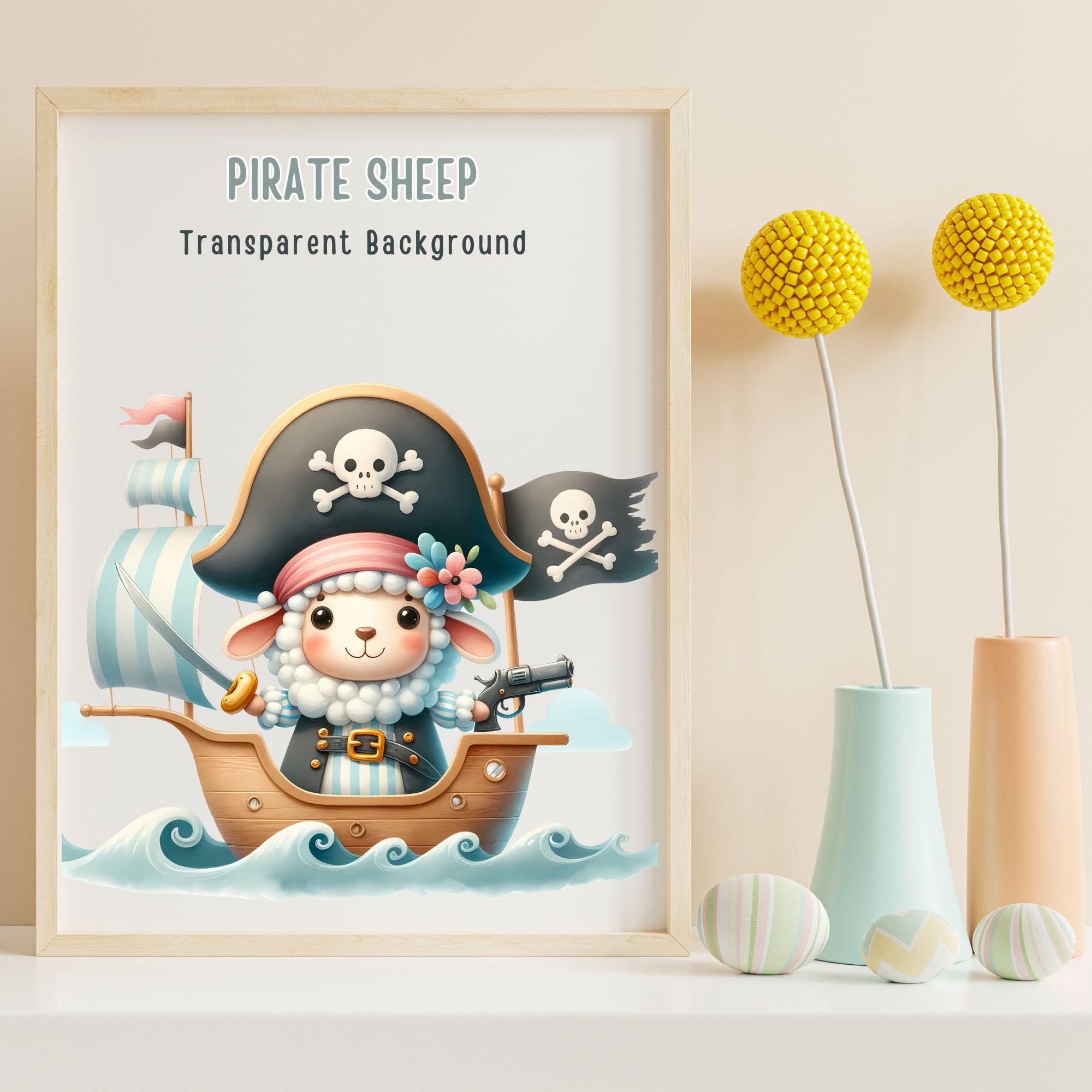 Pirate Sheep Clipart, Sheep PNG, Sheep Farmer Decoration, Nursery ...