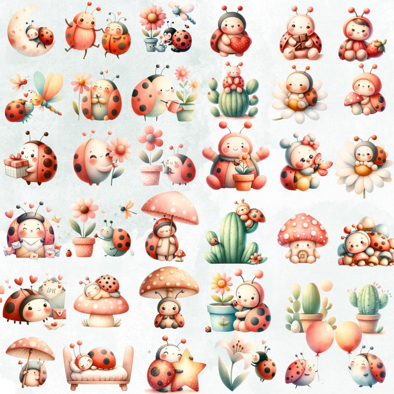 Cute Ladybug Valentine Clipart, Love Bug Clipart, Valentine Sublimation ...