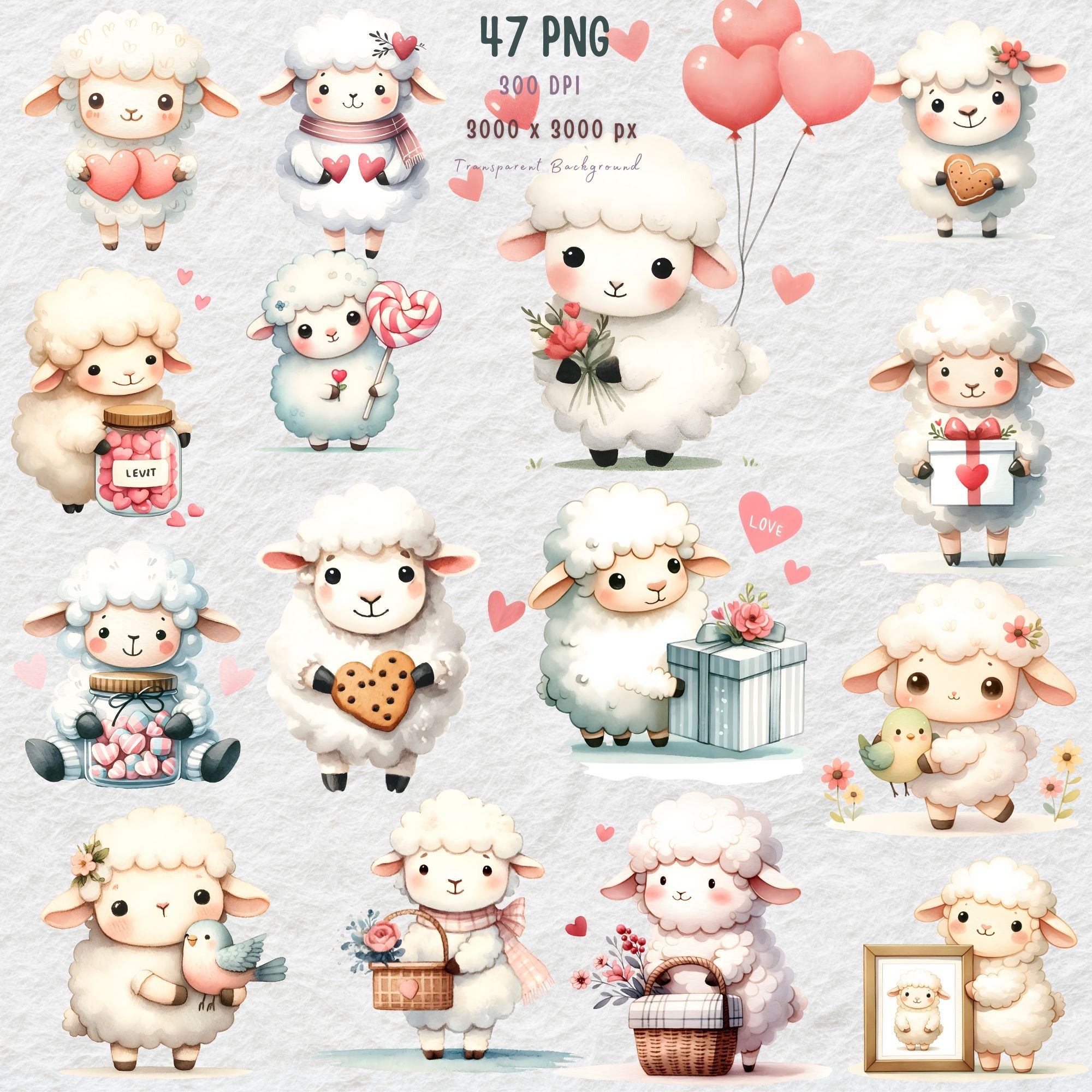 Sheep in Love Clipart, Sheep PNG, Sheep Farmer Decoration, Nursery ...