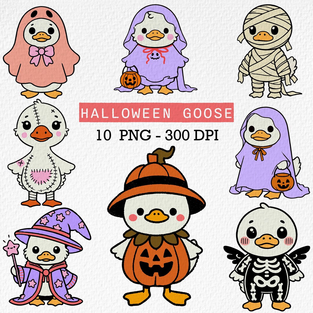 Halloween Goose Clipart Set, Cute Spooky Geese PNG , Instant Download ...
