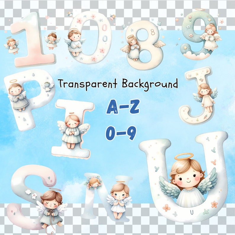 Christmas Angel Alphabet Clipart Fairy Alphabet Christmas - Etsy