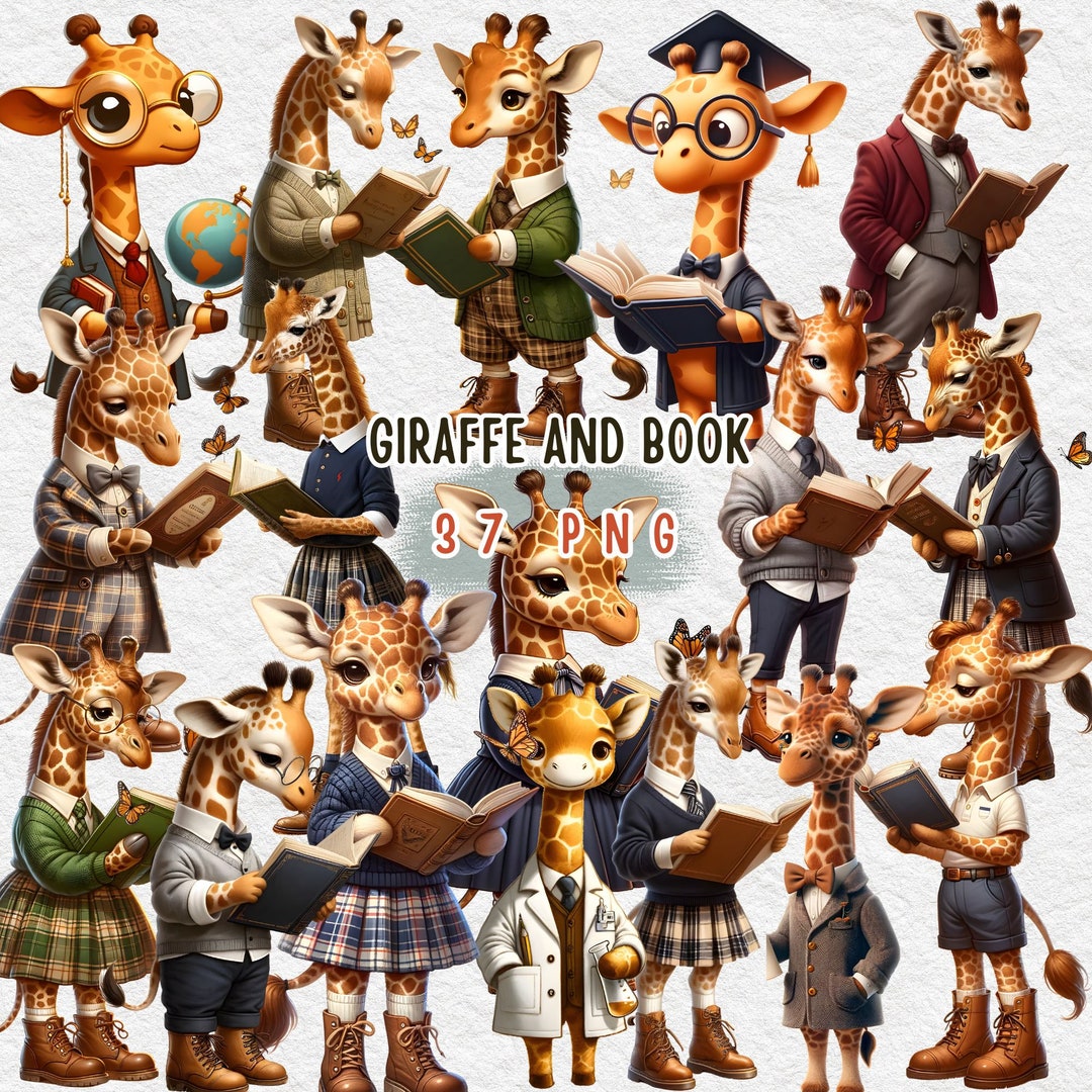 Giraffe Clipart, Back to School Clipart, Giraffe Png, Back to School ...