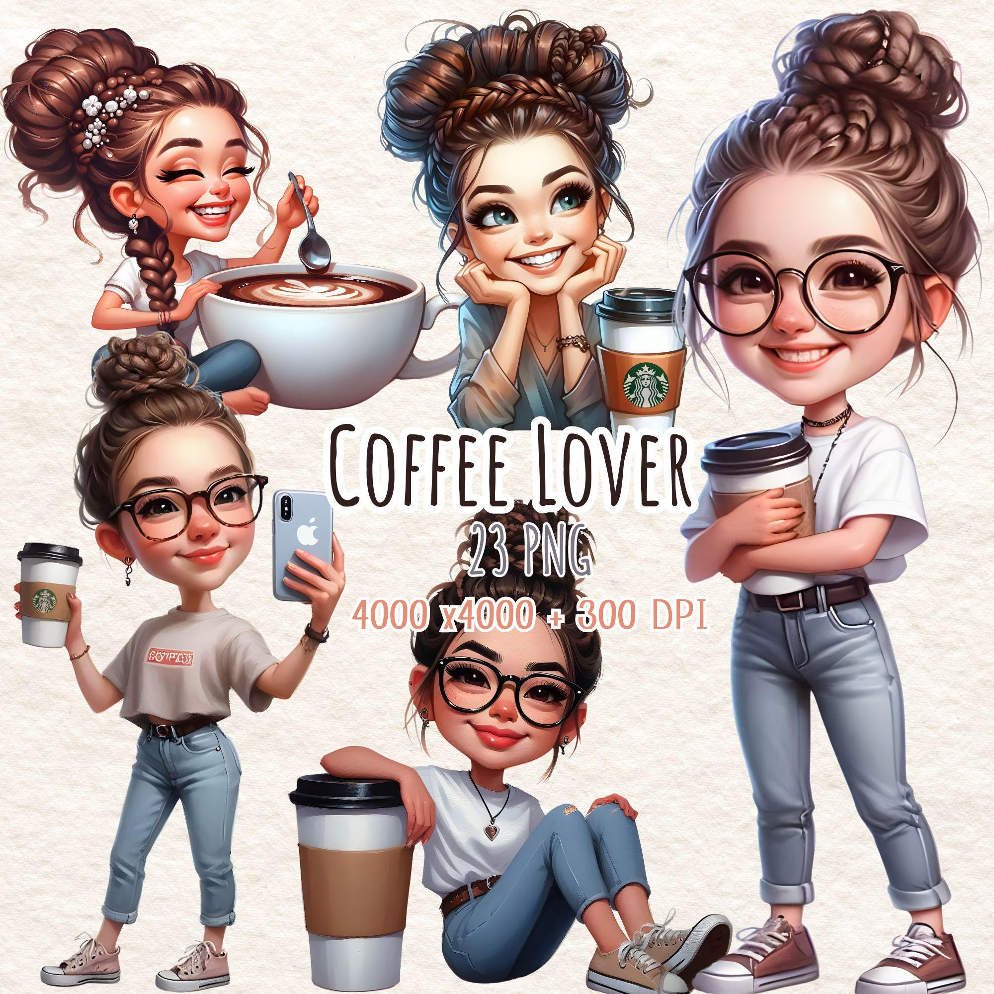Coffee Lover Clipart: Girl Boss PNG, Scrapbook Art (digital Download ...