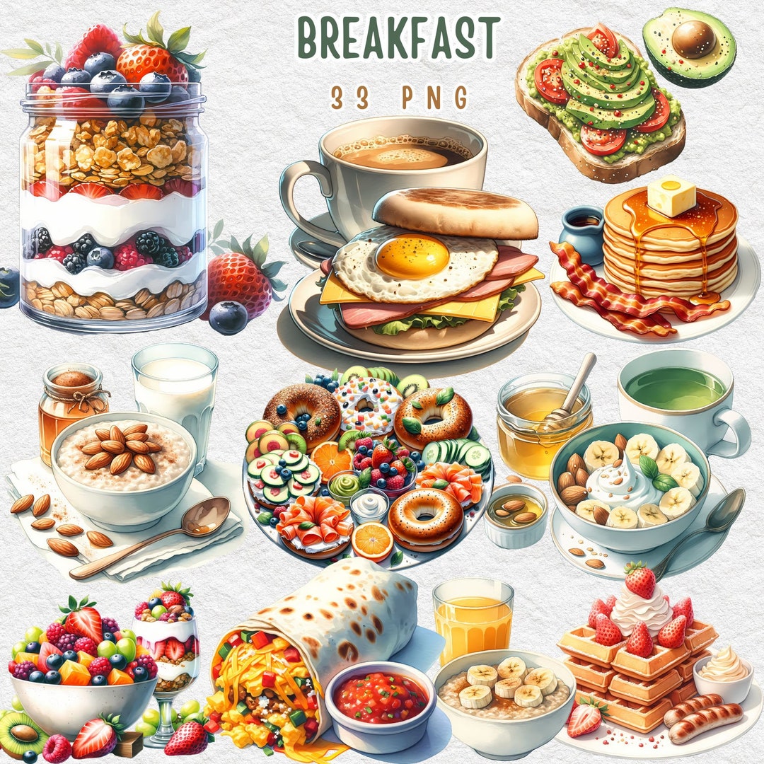 Breakfast Png, Breakfast Clipart, Breakfast Print, Jam, Breakfast ...
