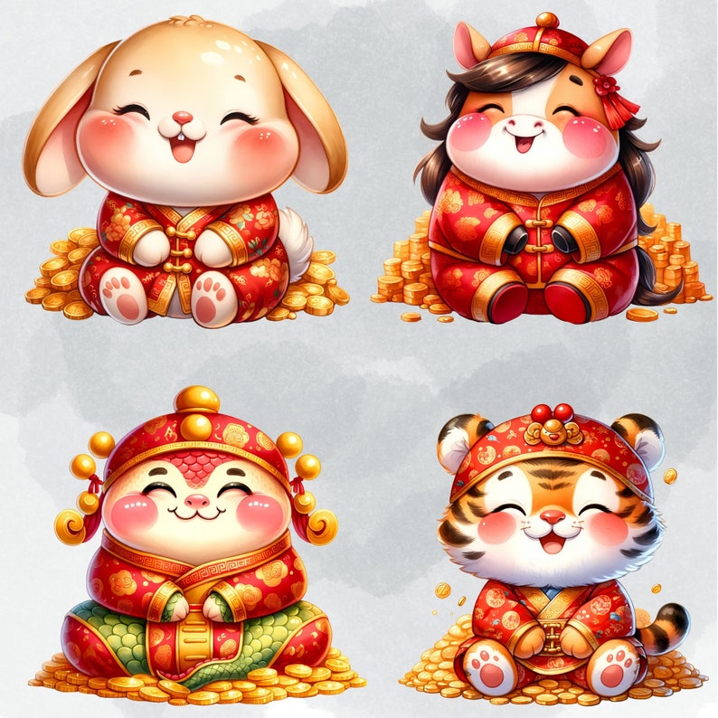 Chinese Zodiac Clipart, Animal Signs China Digital, Chinese New Year ...
