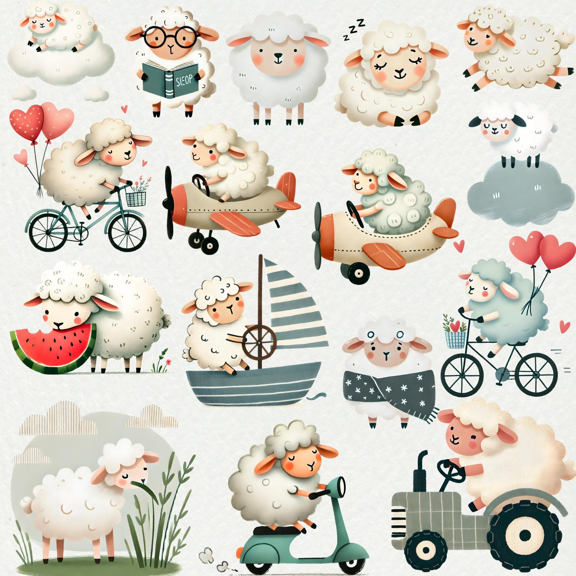 Cute Sheep Clipart, Sheep PNG, Sheep Farmer Decoration, Nursery Clipart ...
