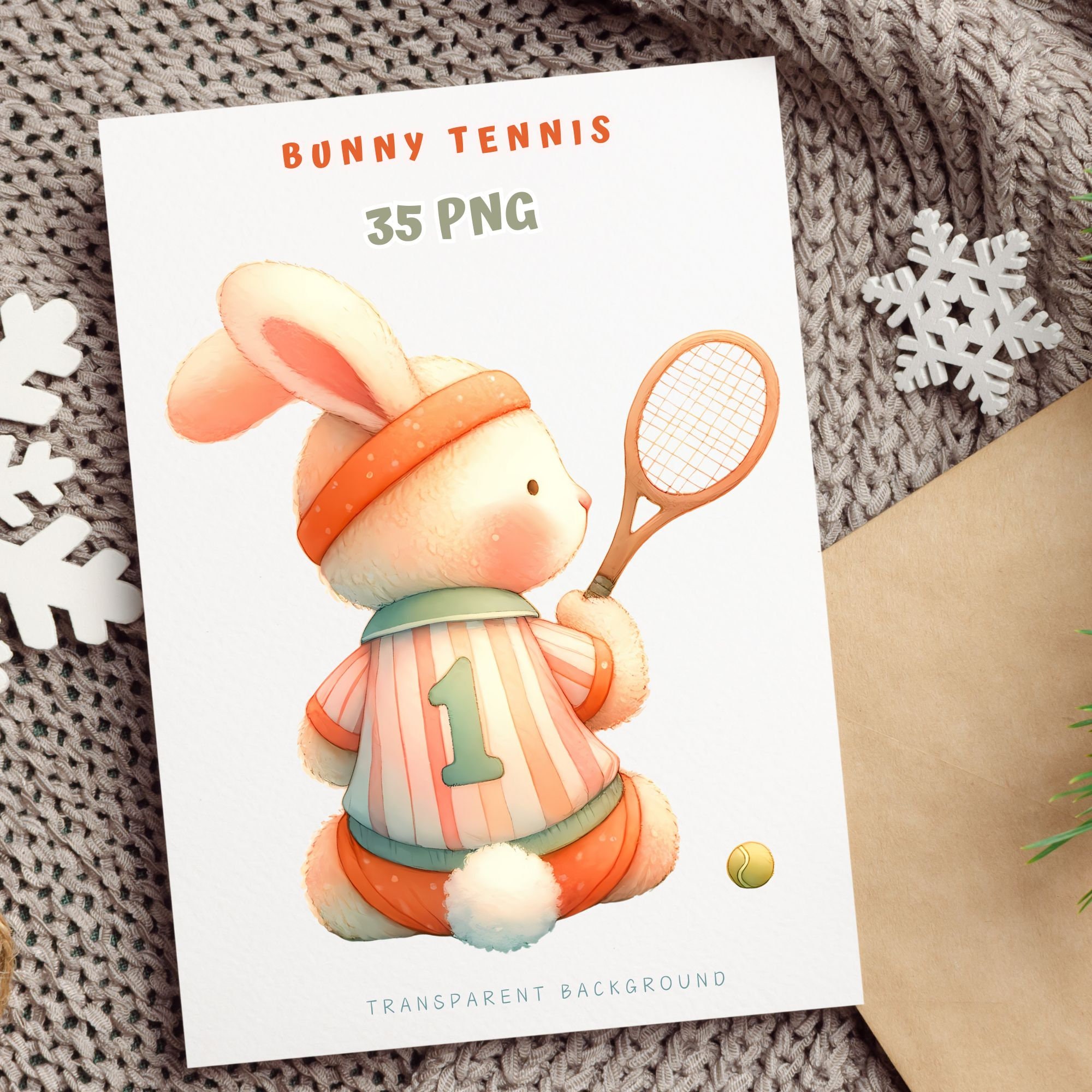Bunny Tennis Clipart, Sport Animal Clipart, Tennis Clipart, Cute Rabbit ...