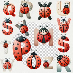 Alphabet Ladybug Clipart, Love Bug Clipart, Ladybug Font, Ladybug ...