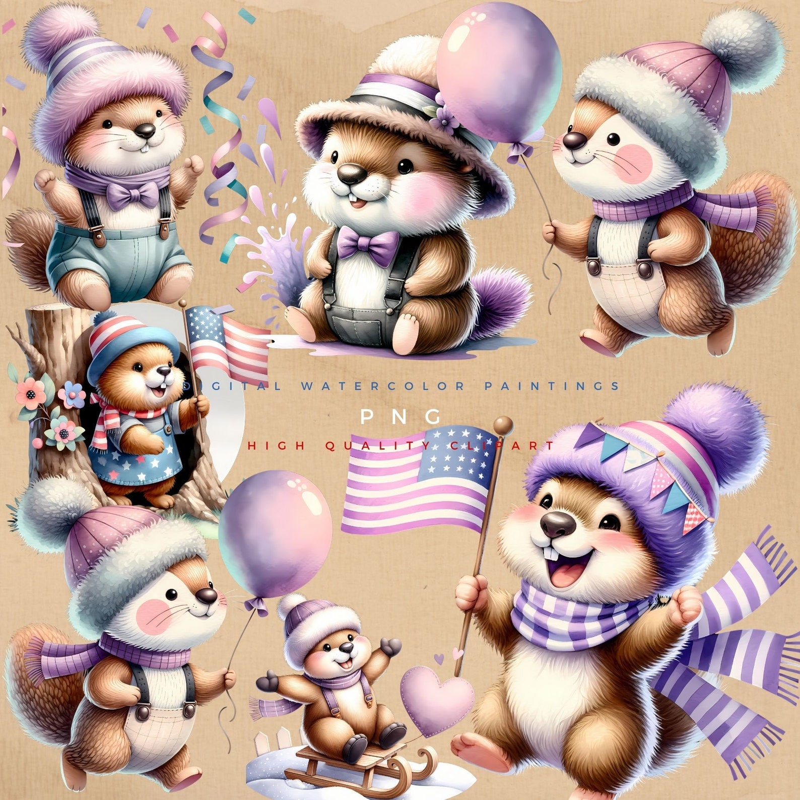 Groundhog Clipart, Watercolor Groundhog Clipart, Woodchuck PNG ...