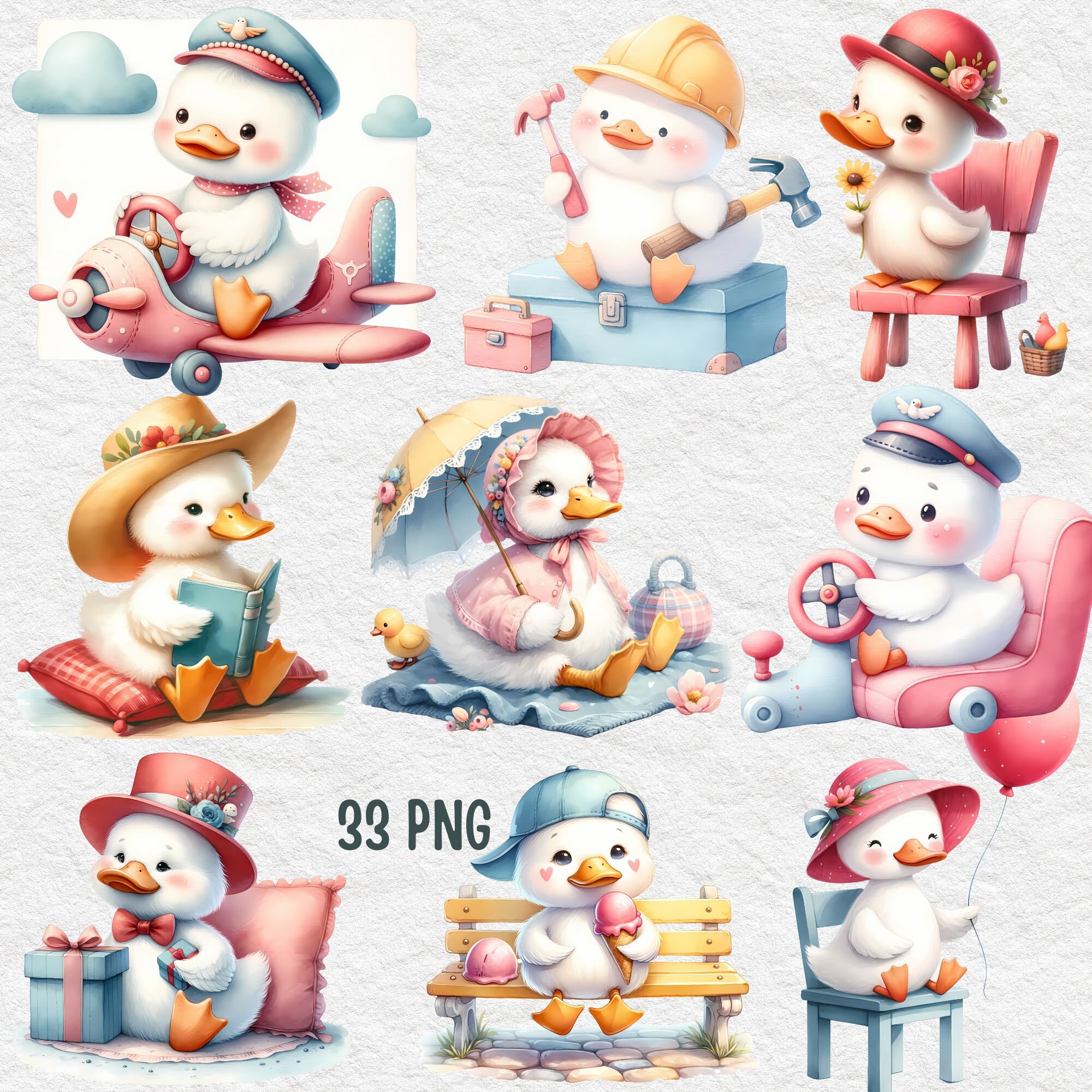 Cute Duck, Duck Clipart, Duck Print, Duck Print Nursery, Easter Clipart ...