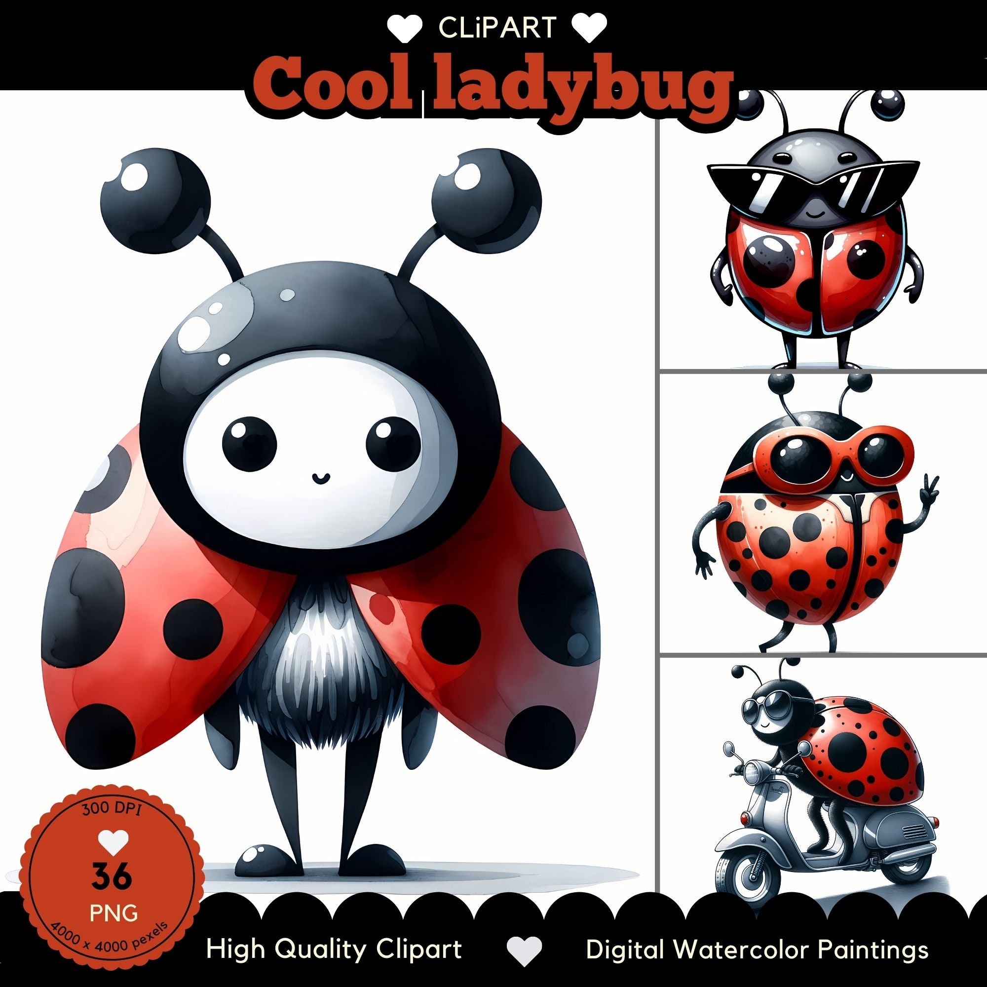 Watercolor Ladybug Clipart, Ladybug Download, Instant Download ...