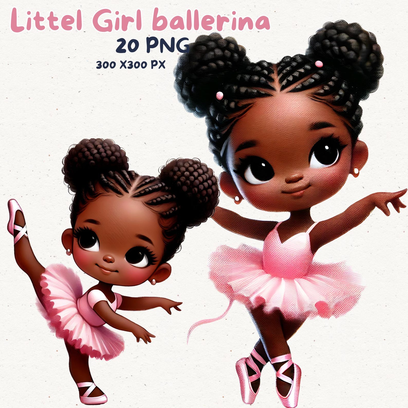 Pink Ballerina Clipart: Afro-american Girl PNG, Baby Shower (digital ...