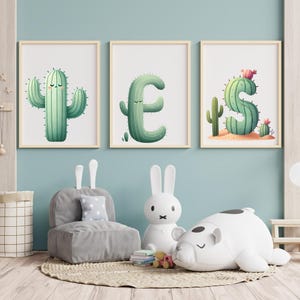 Watercolor Cactus Alphabet Clipart: Succulent Font, Numbers (PNG, PDF ...