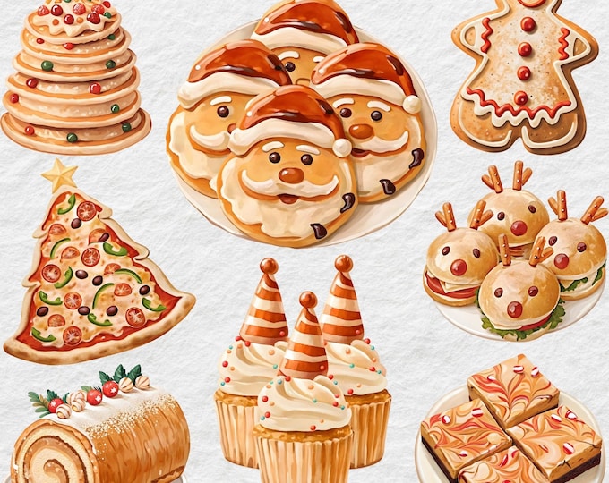 Watercolor Christmas Clipart - Watercolor Christmas Treats - Christmas ...