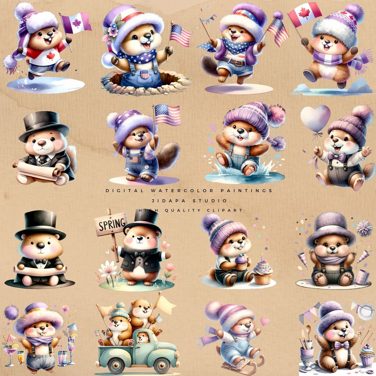 Groundhog Clipart, Watercolor Groundhog Clipart, Woodchuck PNG ...