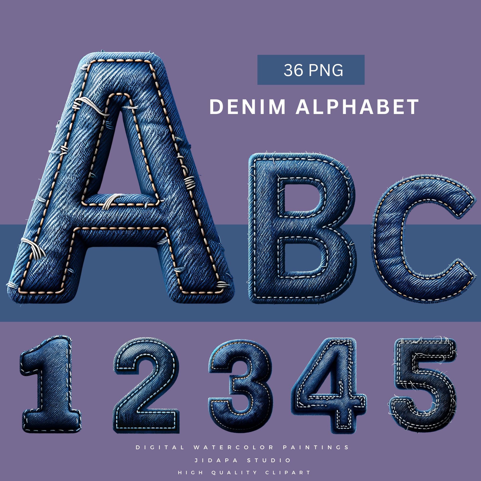 Denim Alphabet, Denim Clipart, Watercolor Denim Clipart, Denim Jeans ...