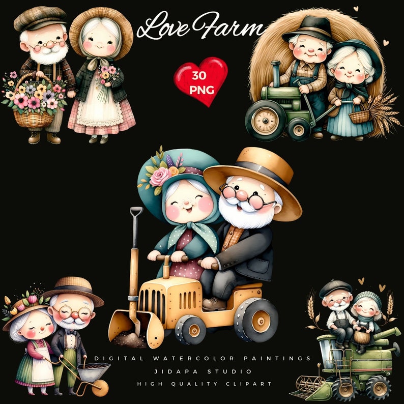 Old Couple, Romantic Grandpa and Grandma, Valentine's Day, Tractor ...