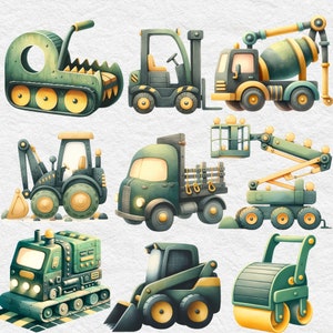 Construction Vehicle Clipart, Crane, Truck, Bulldozer, Excavator ...
