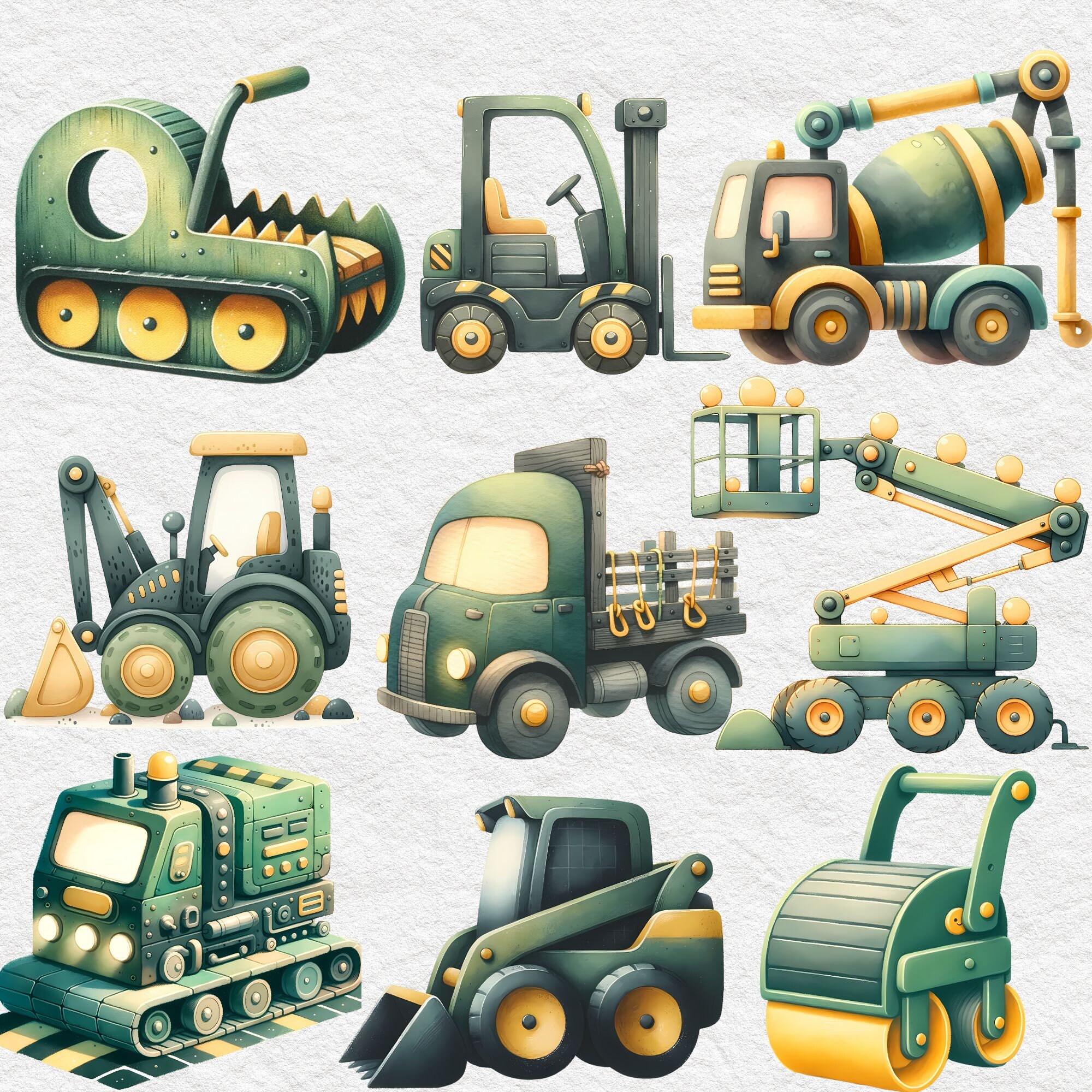 Construction Vehicle Clipart, Crane, Truck, Bulldozer, Excavator ...