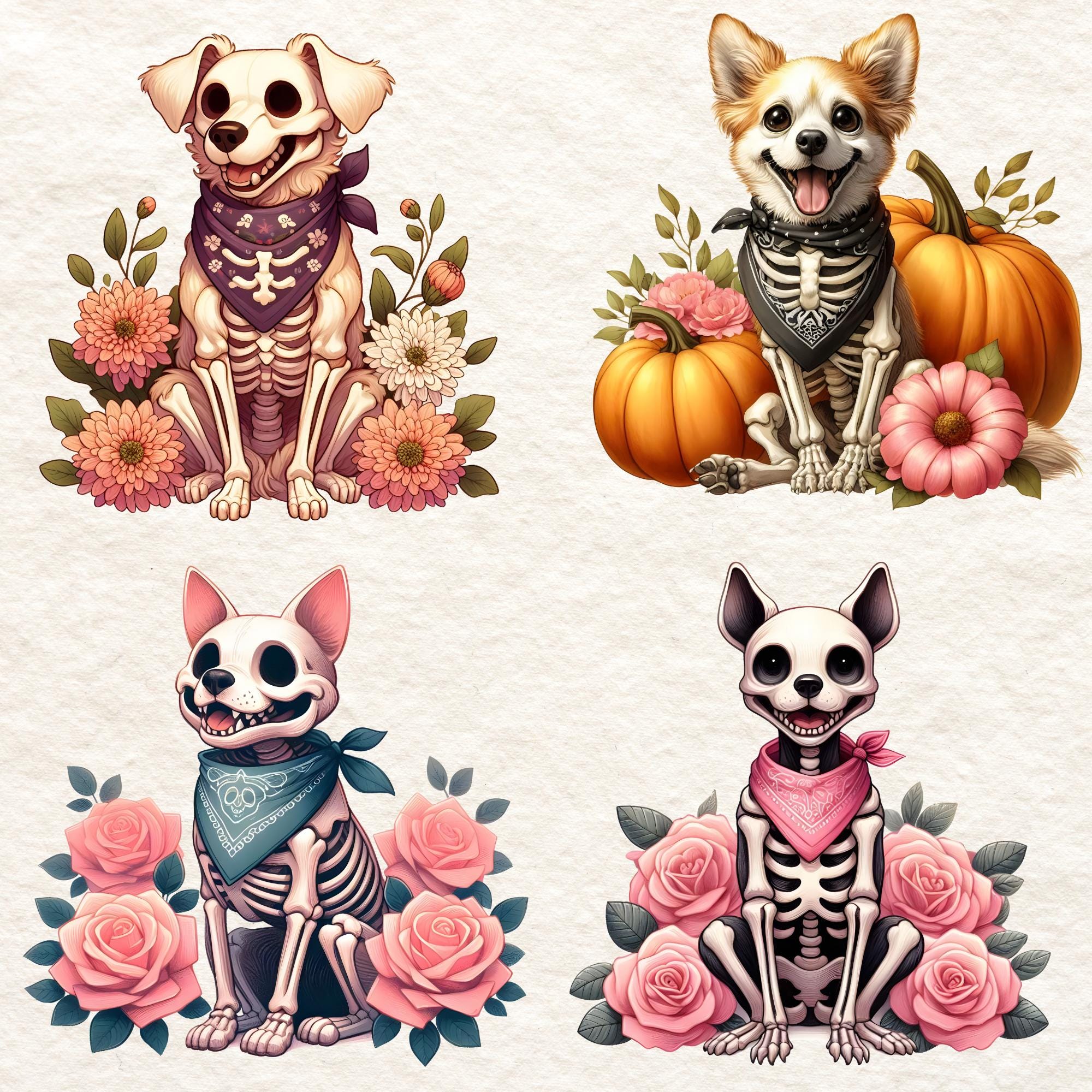Skeleton Dog , Cute Halloween Clipart, Ghost Dog , Dog Halloween ...