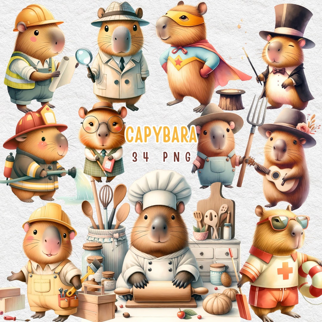 Capybara Clipart, Cute Capybara PNG, Capybara, Nursery Clipart, Animals ...