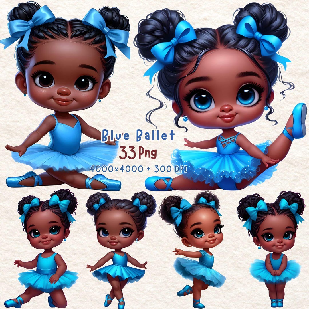 Blue Ballerina Clipart: Afro-american Girl PNG (digital Download) - Etsy