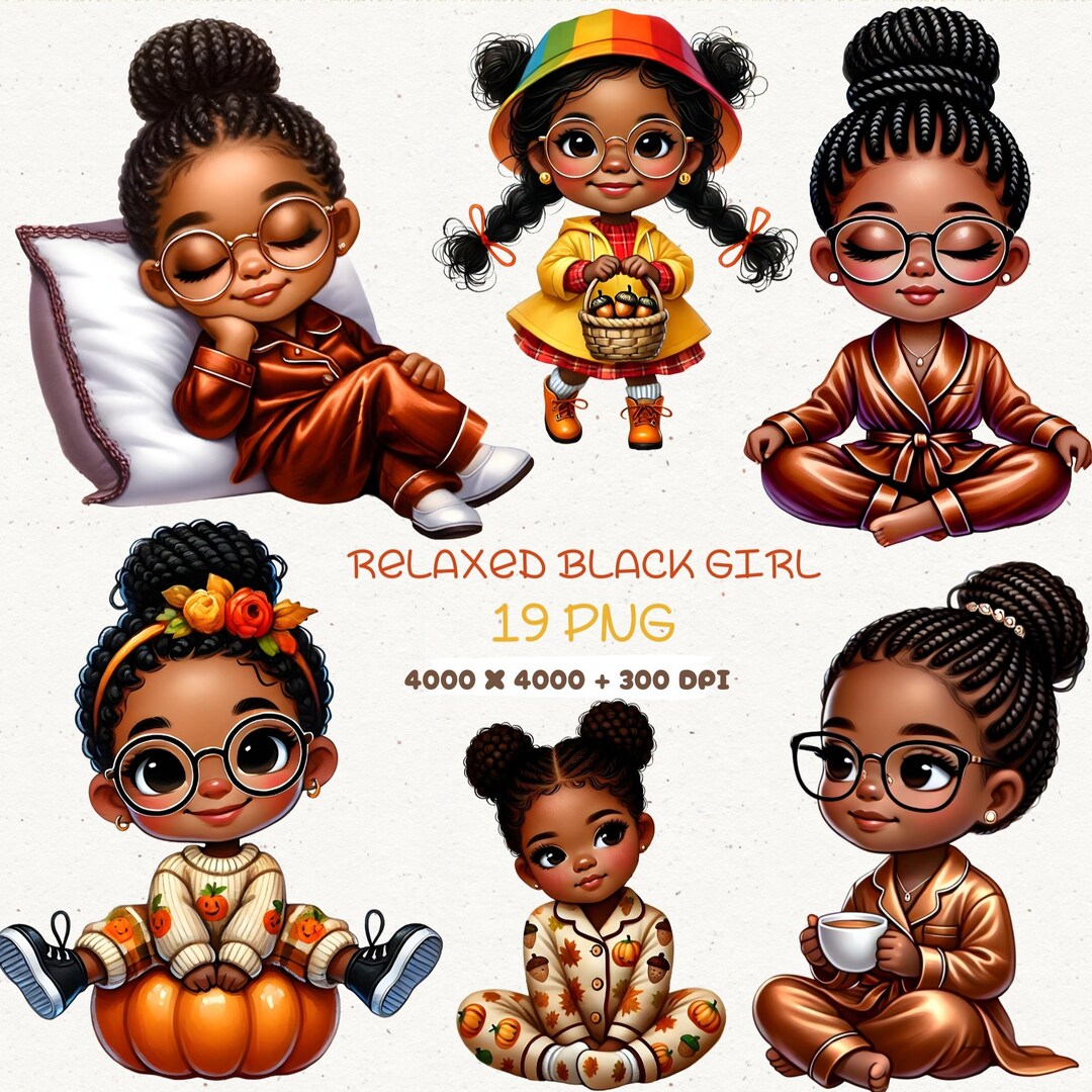 Relaxing Black Girl Clipart: Watercolor Planner Stickers (PDF Download ...