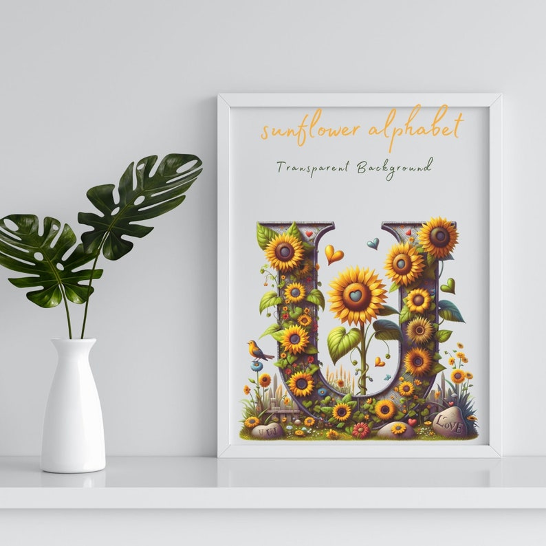 Sunflower Alphabet, Floral Letters Png, Sunflower Monogram Png ...