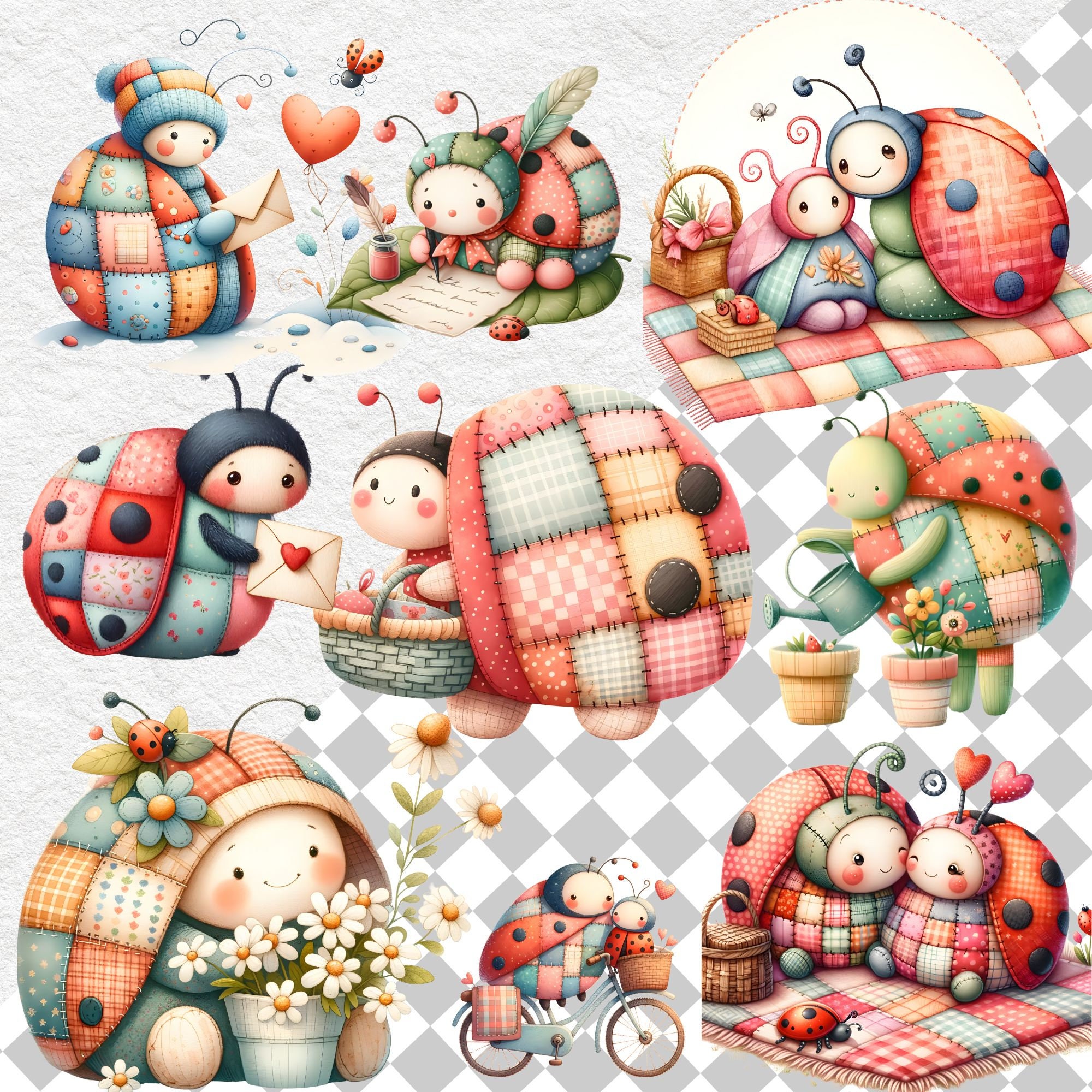 Patchwork Ladybug Clipart, Patchwork Clipart, Patchwork Ladybug ...
