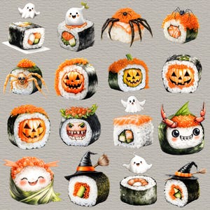 Sushi Halloween , Cute Halloween Clipart, Cute Sushi, Japan Halloween ...