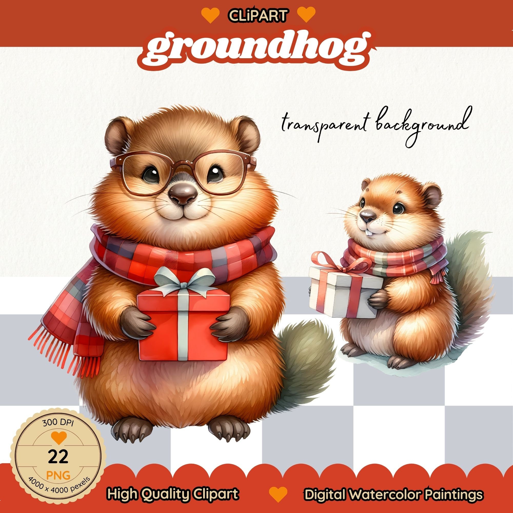 Groundhog Clipart, Watercolor Groundhog Clipart, Groundhog Download ...