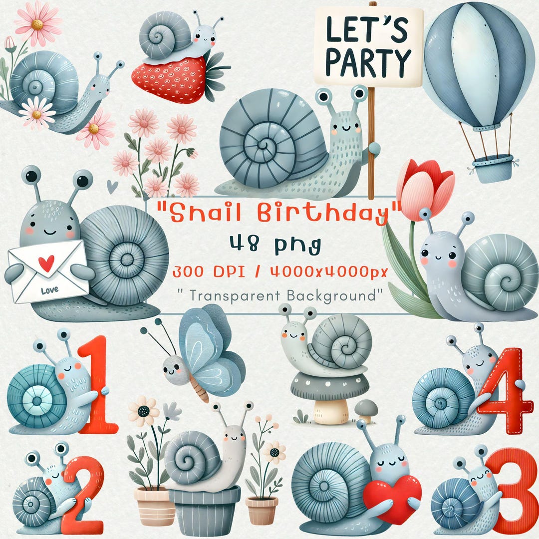 Watercolor Cute Snail Clipart, Spring Summer Snail Garden Nursery ...