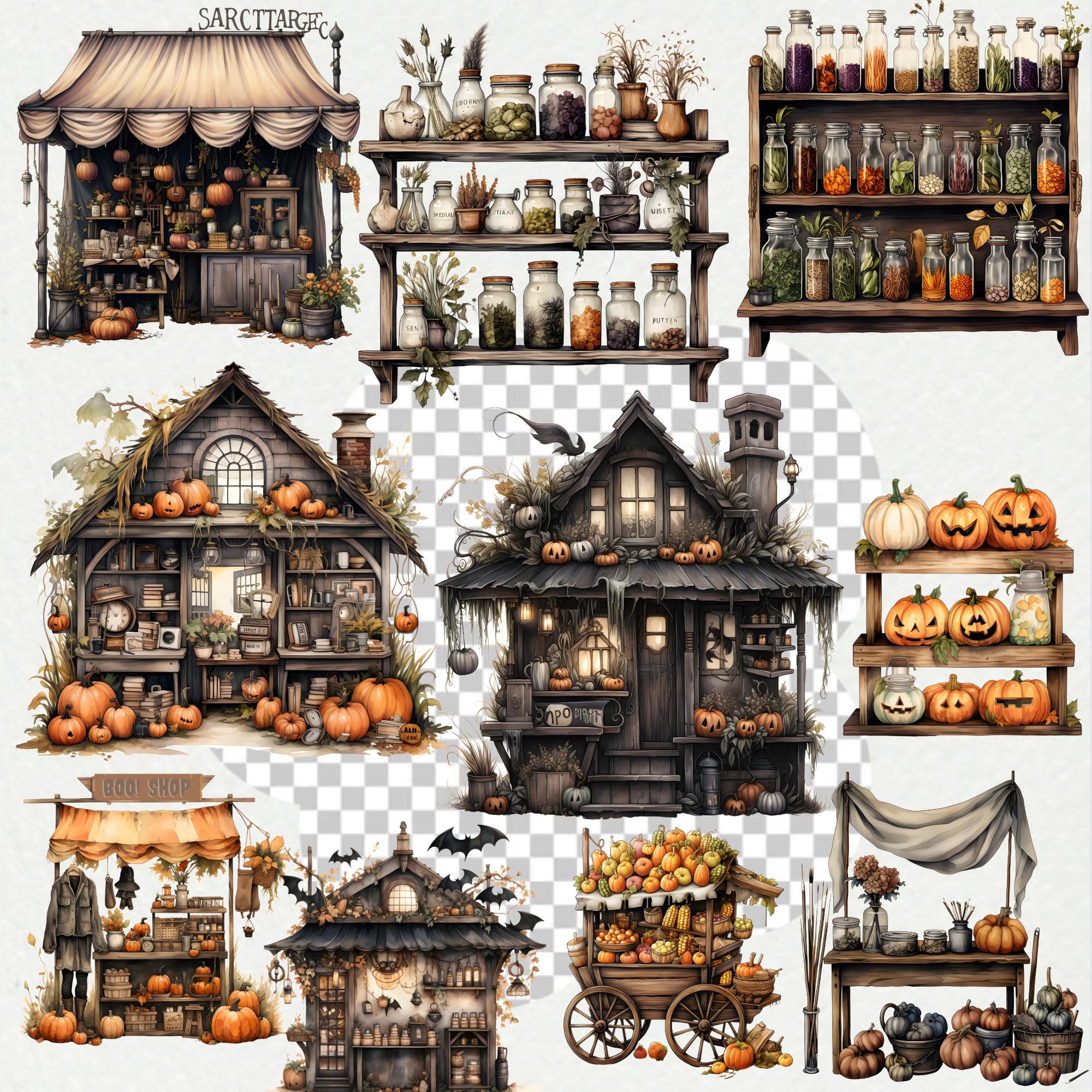 Watercolor Halloween Png, Halloween Storefronts, Spooky Store Images ...