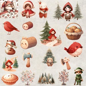 Little Red Riding Hood Christmas , Woodland Animals Watercolor, Love ...
