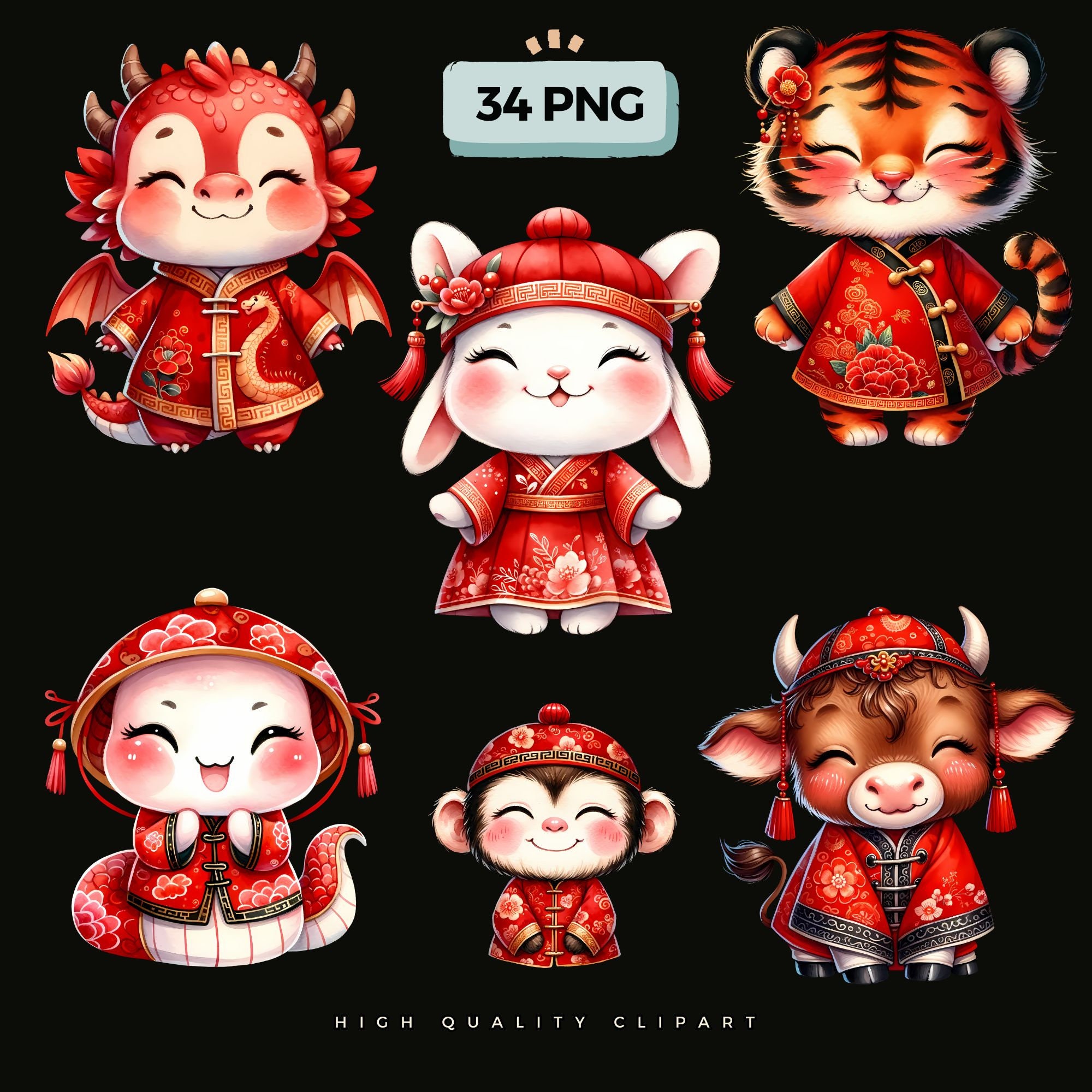 34 PNG Chinese Zodiac Clipart, Animal Signs China Digital, Chinese New ...