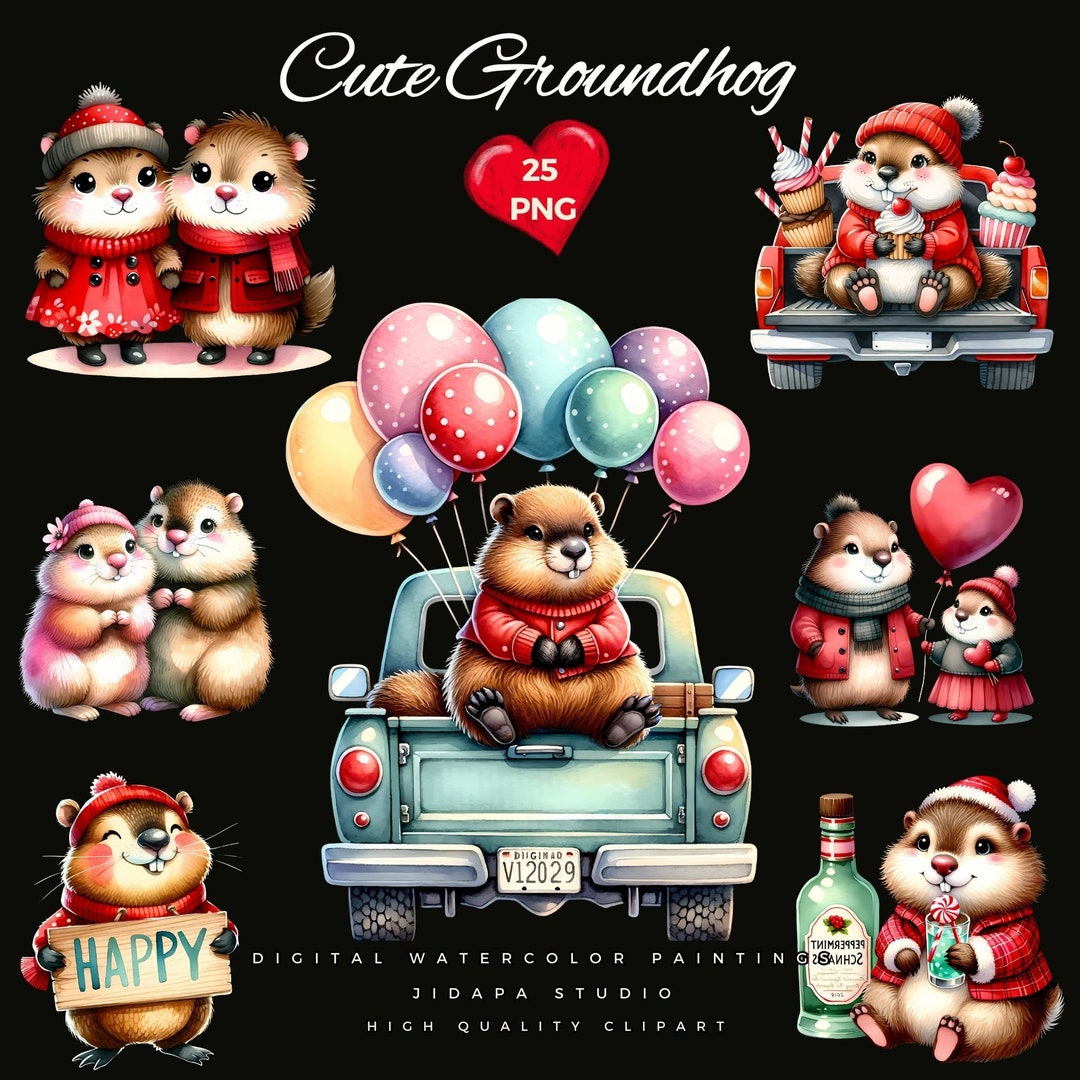 Groundhog Clipart, Watercolor Groundhog Clipart, Groundhog Download ...