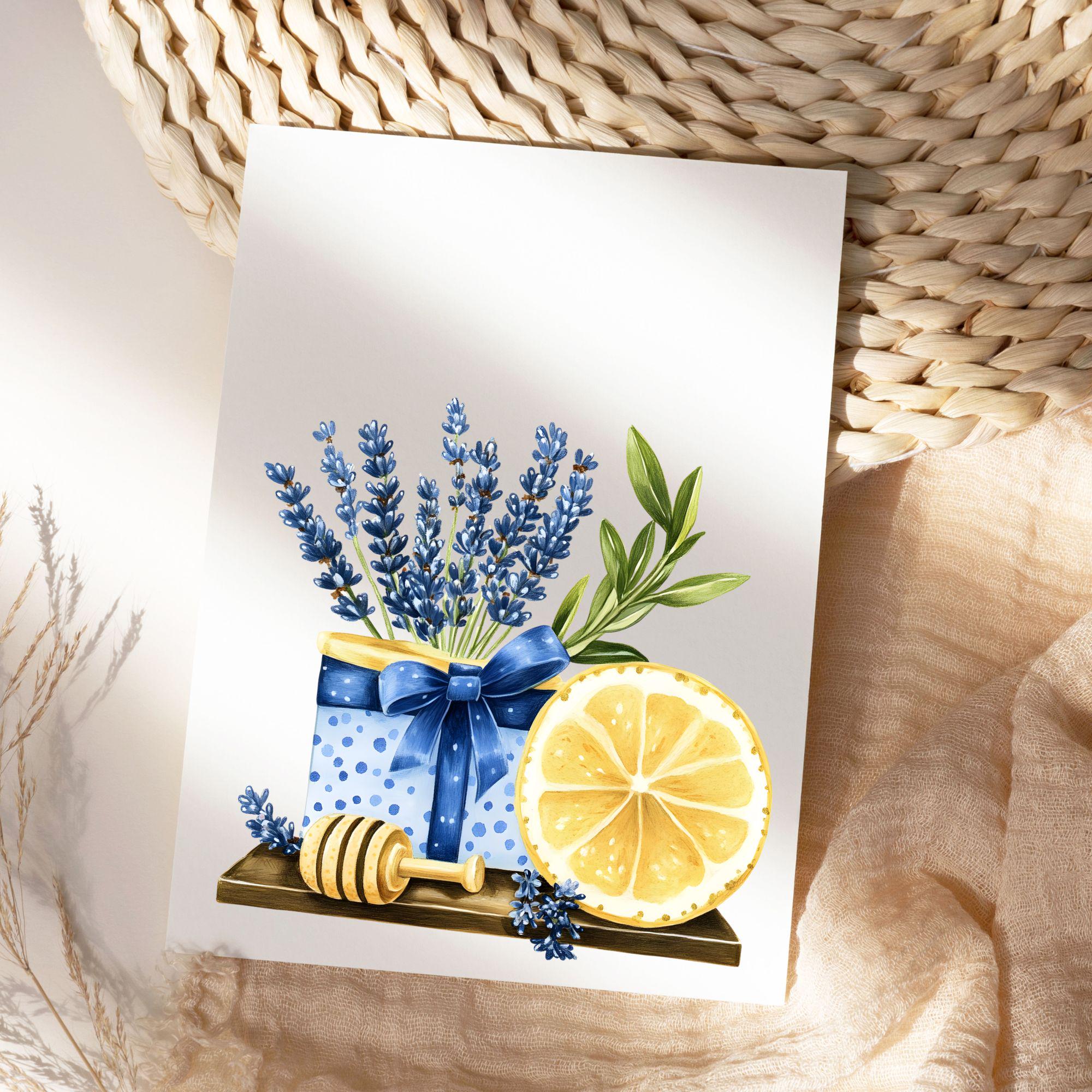 Watercolor Lemon & Lavender Clipart: 64 Floral PNG Images (digital ...