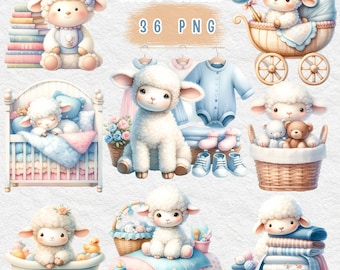 Cute Sheep Farm Clipart, Farm Animals Watercolor PNG, Sheep Farmer ...