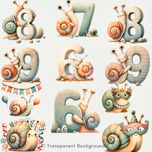 Snail Birthday Clipart, Watercolor Snail Clipart, Snail Clipart, Little ...