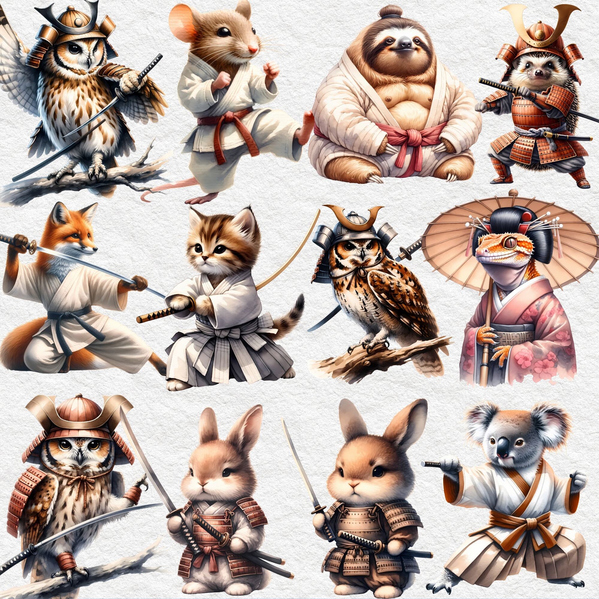 Samurai Animals, Japanese Samurai Cat T-shirt Design, Manga Animal ...