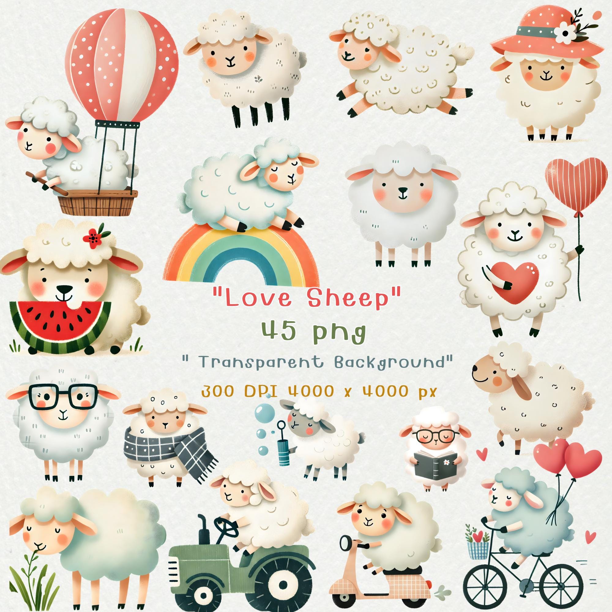 Cute Sheep Clipart, Sheep PNG, Sheep Farmer Decoration, Nursery Clipart ...