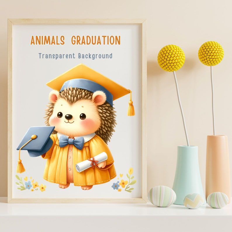 Animals Graduation Clipart, Watercolor Cute Graduation Animals Clipart ...