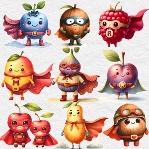 Fruits Superheroes, Superhero Clipart , Cute Fruit Clipart,superhero ...