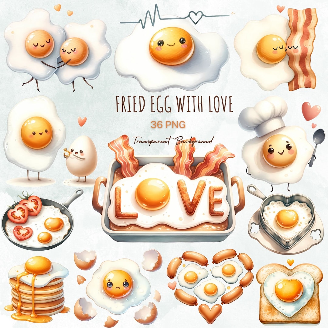 Funny Anniversary, Cute Fried Egg, Breakfast Clip Art, Egg and Bacon ...